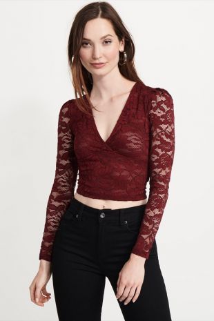 dynamite - Lace Wrap Crop Top by Dynamite