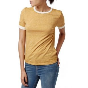 Topshop - Topshop Burnout Ringer Yellow Tee Shirt