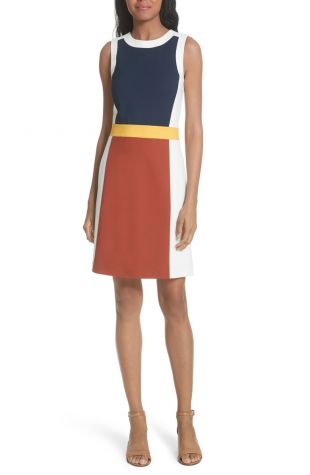 Tory Burch - Tory Burch Mya Colorblock Stretch A Line Dress