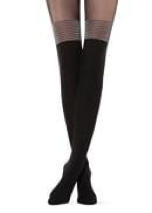 Calzedonia - Collant effet chaussettes hautes avec rayures pailletées ...