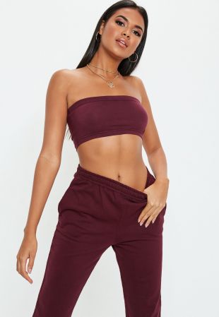 Missguided - Missguided burgundy basic bandeau top