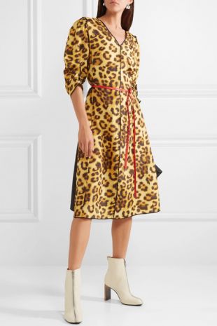 Marc Jacobs - Marc Jacobs Belted leopard print taffeta dress