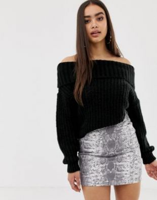 Missguided - Missguided Pull style Bardot Noir at asos.com