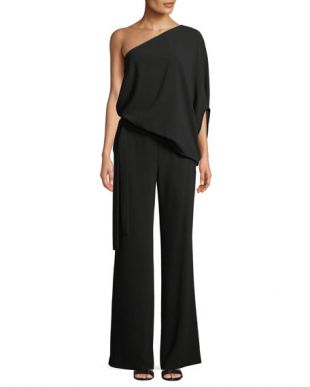Halston Heritage - Halston Heritage One-Shoulder Wide-Leg Jumpsuit
