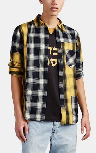 Ovadia & Sons - Ovadia & Sons Appliqued Patchwork Plaid Flannel Shirt