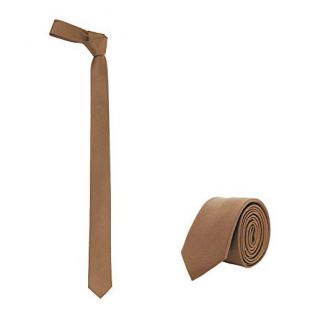 jnjstella - Jnjstella Solid Skinny Men's Necktie 2" Tie Brown