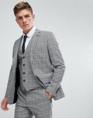French Connection - French Connection Prince Of Wales Blue Check Slim ...