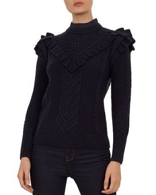 Ted Baker - Ted Baker Denita Ruffled Cable-Knit Sweater