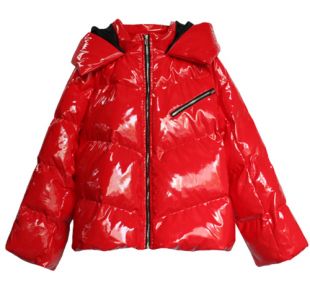 Womens Patent Leather Cotton Blend Hooded Puffer Jacket Loose Warm ...