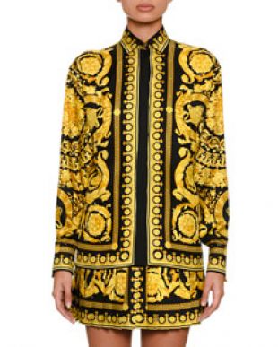 Versace - Versace Baroque Print Silk Blouse
