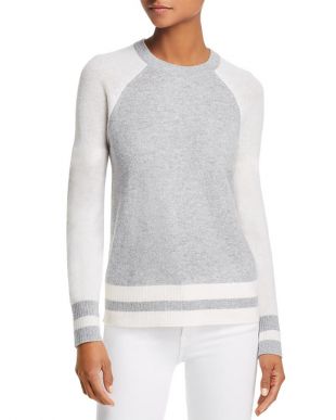 Aqua - AQUA Cashmere Color-Block Raglan Cashmere Sweater
