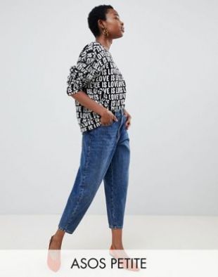 ASOS PETITE - Asos Jean boyfriend large Bleu délavé foncé
