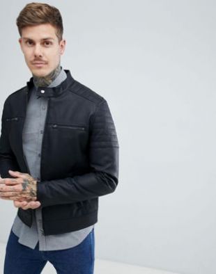 Asos - Asos faux leather jacket with quilting