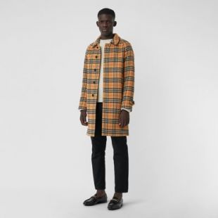 Burberry - Bruberry Paletot en alpaga à motif Vintage check (Jaune Antique)