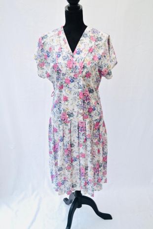 StrawberryVintageGB - des années 1990 robe à fleurs double boutonnage ...