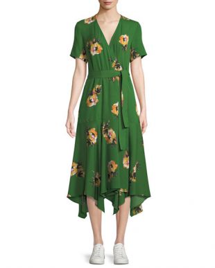 A.L.C. - A.L.C. Cora Short-Sleeve Floral Silk Wrap Dress
