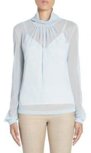Victoria Beckham - Victoria Beckham Sheer Gathered Cowlneck Top