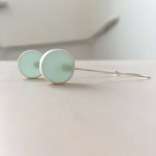 etsy - Translucent light teal blue earrings - sterling silver pins ...