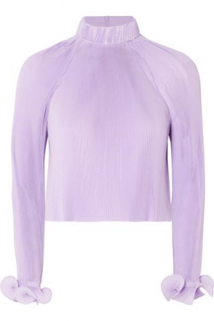 Tibi - Cropped pleated chiffon top