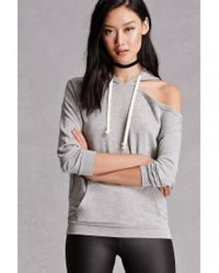 Forever 21 - One-Shoulder Heathered Hoodie