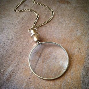 ayshasemporium - Shiny Gold Monocle Magnifying Glass Necklace
