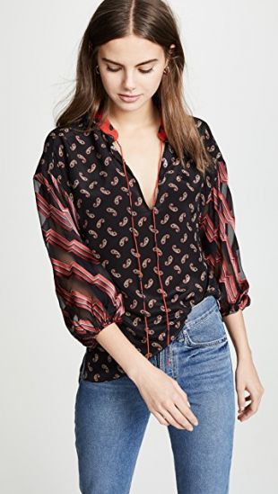 Alice + Olivia - Alice + Olivia Asha V Neck Blouse