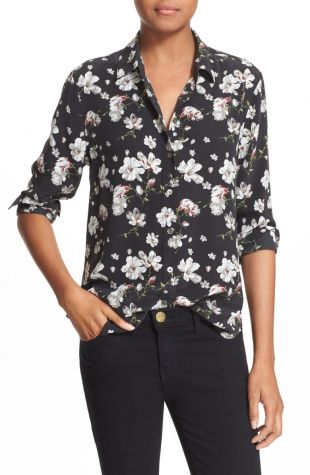 Equipment - 'Leema' Floral Print Silk Shirt