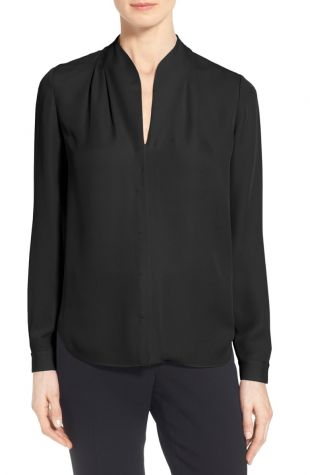 Elie Tahari - Elie Tahari 'Judith' Split Neck Silk Georgette Blouse | Nordstrom