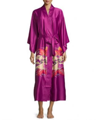 Natori - Natori Imperial Floral Print Wrap Robe, Purple Haze
