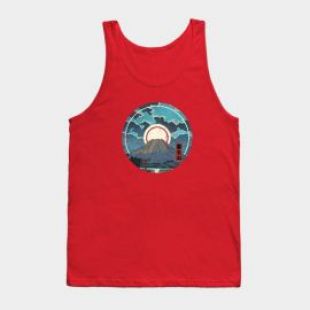 TeeRepublic - Mt. Fuji Moon Tank Top in Red