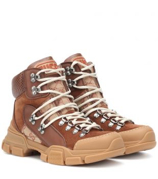 Gucci - Gucci Bottines en cuir et daim GG Flashtrek