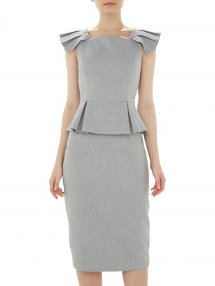 Ted Baker - Ted Baker Daizid Pleated Shoulder Peplum Dress, Grey at ...