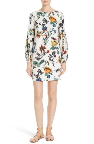 Tibi - Tibi Gothic Floral Silk Shift Dress