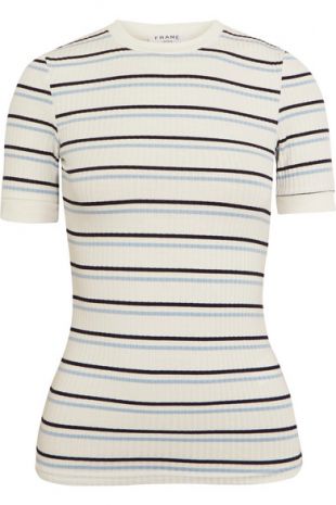 Frame - Striped Ribbed Stretch Jersey T shirt