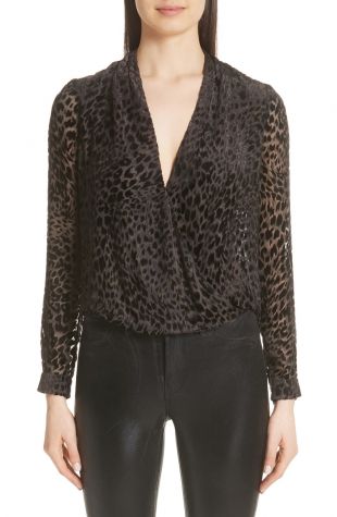 L'agence - Lydia Drape Front Burnout Velvet Blouse