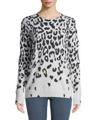Autumn Cashmere - Leopard Print Cashmere Crewneck Sweater