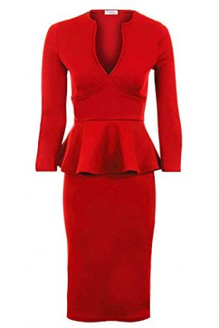 Fantasia Boutique - Fantasia - Robe Femme Peplum Manche Longue Col V ...