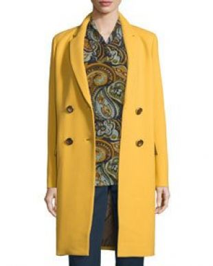 Lafayette 148 - New York Gianna Double Breasted Wool Blend Coat, Mustard