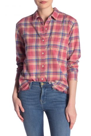 FRAME Denim - True Plaid Fray Hem Button Down Shirt
