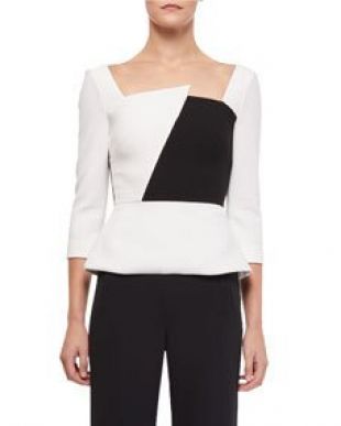 Roland Mouret - Roland Mouret Houghton 3/4 Sleeve Asymmetric Neck ...