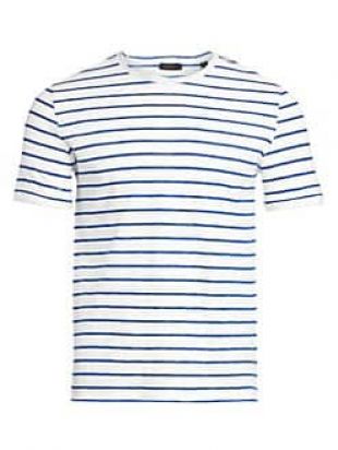 Saks Fifth Avenue COLLECTION - Modern-fit Stretch Cotton Stripe Tee