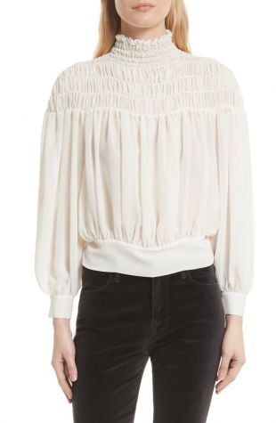 Frame - Smocked Tie Back Blouse