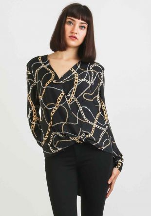 Guess - Guess Womens Chain Print Wrap Top