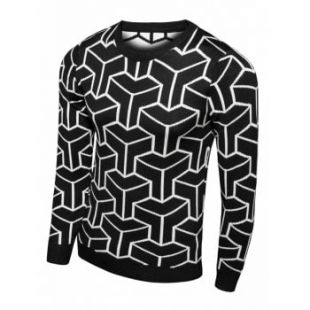 dresslily - Crew Neck Long Sleeve Geometric Print Sweater