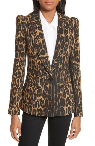 Smythe - Smythe Leopard Puff Shoulder Wool Blazer