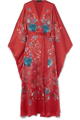meng - Printed silk satin robe