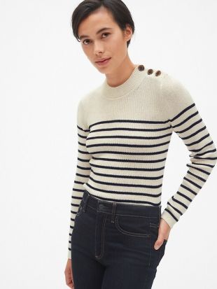 Gap - Stripe Button Shoulder Pullover Sweater