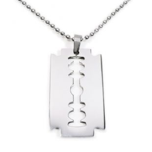 steelmeup - Stainless Steel Razor Blade Pendant Men Necklace 40mm