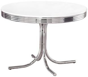 Coaster Home Furnishings - Retro Round Dining Table White and Chrome