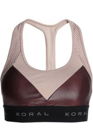 koral - Mesh Paneled Two Tone Coated Stretch Sports Bra